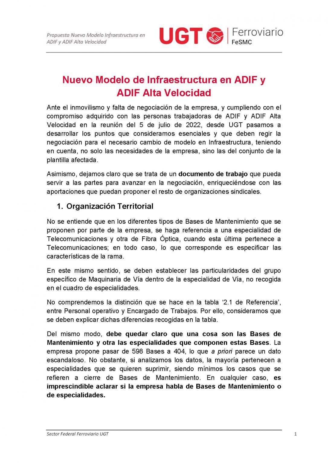 Nuevo Modelo de Infraestructura ADIF y ADIF Alta Velocidad | Burgos FeSMC UGT